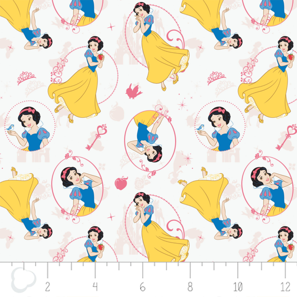 Disney Princess Snow White On White Fabric