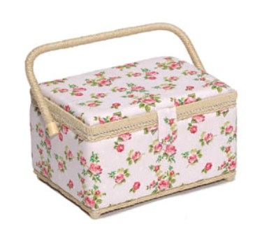 Pink Rose Medium Sewing Box - Haberdashery Online